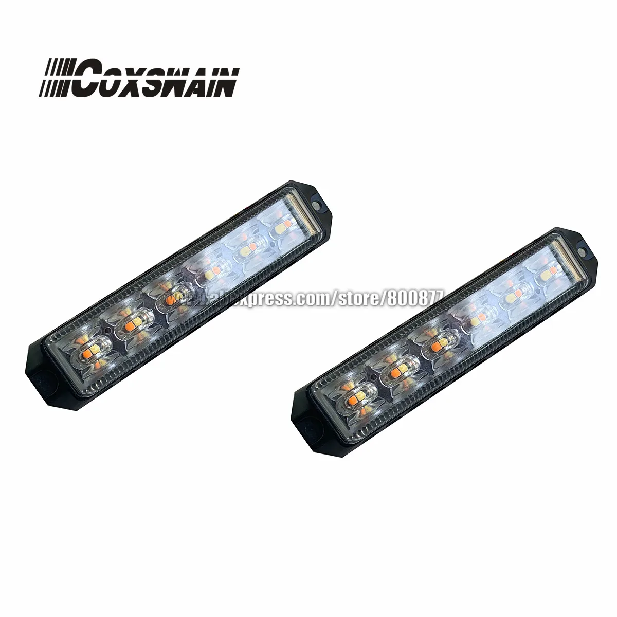 2pcs-COXSWAIN-LED-strobe-light-for-car-12-3W-LEDs-Dual-color-warning ...