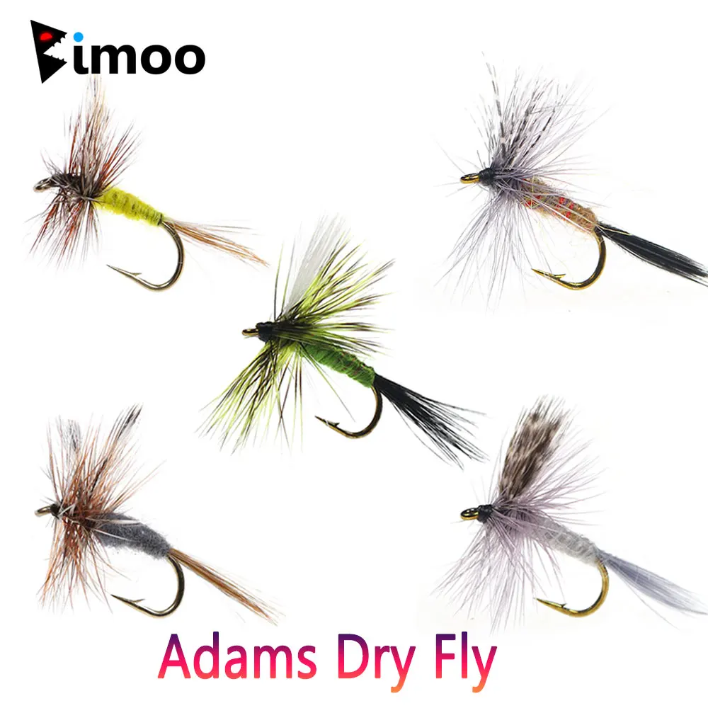 Bimoo-8PCS-10-18-Grey-Grizzly-Feather-Wing-Adams-Dry-Fly-Barb-Fly-Hook ...