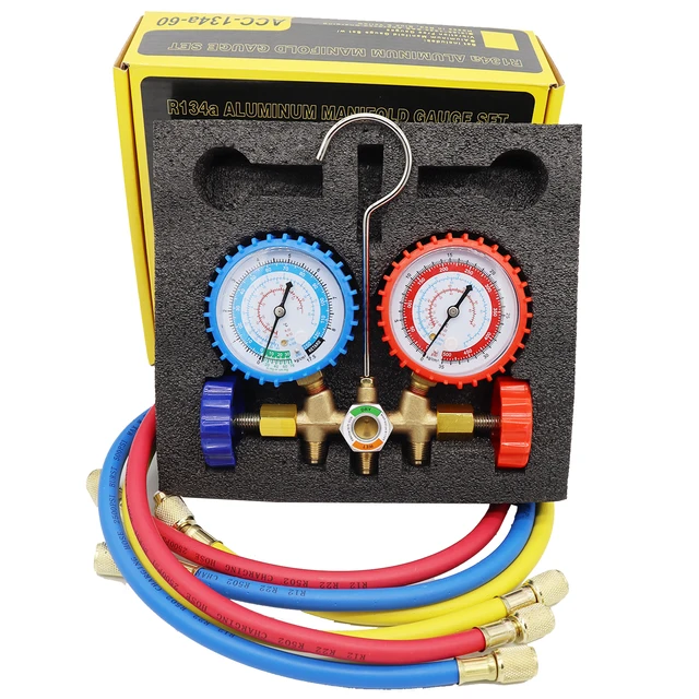 R134a Refrigerant Digital Manifold Gauge Set Refrigeration HVAC Vacuum ...