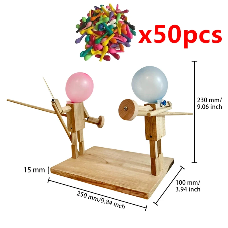 Fun-Balloon-Bamboo-Man-Battle-Handmade-Wooden-Fencing-Puppets-Wooden ...