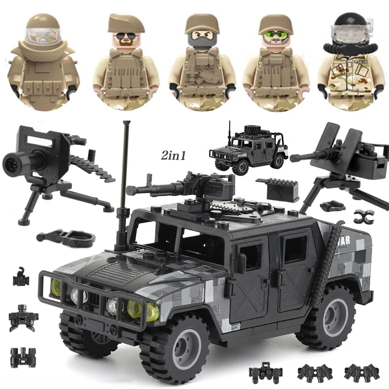 Militaire Jeeps Auto Voertuig Model Bouwsteen Pop 12 Stuks Swat Special ...