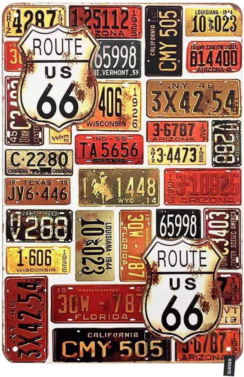 Car Licenses Tin Sign Vintage Number on Metal Board with Retro-Styled ...