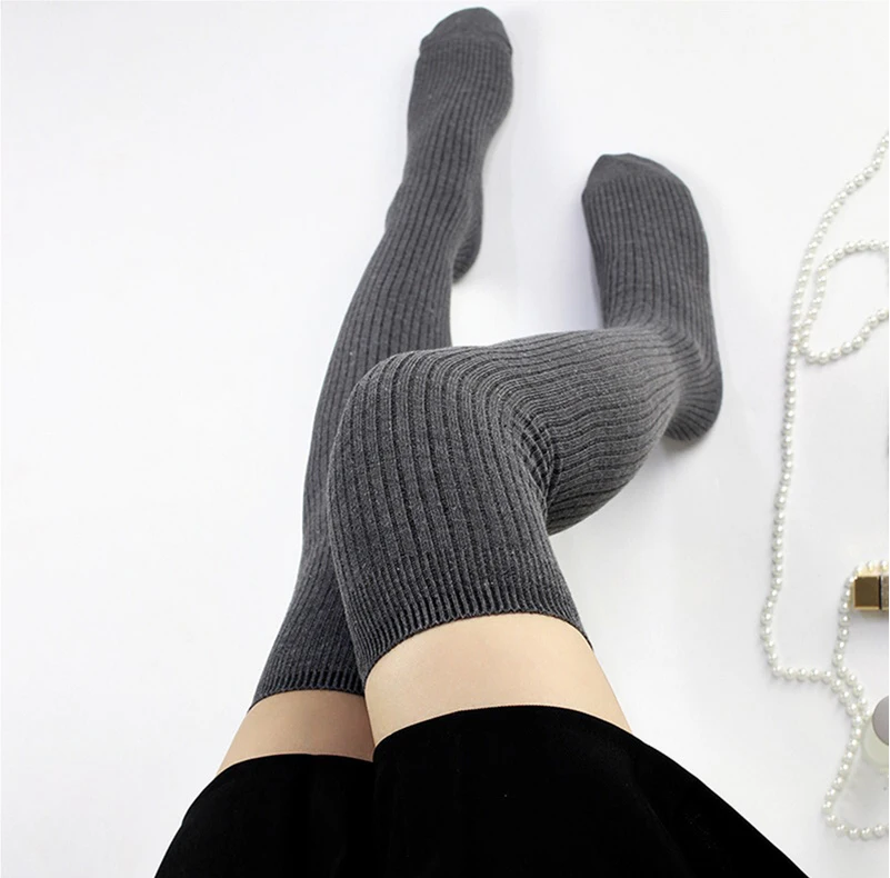 Women-Winter-Knee-Stockings-Plus-Velvet-Gaiters-Striped-Long-Socks ...