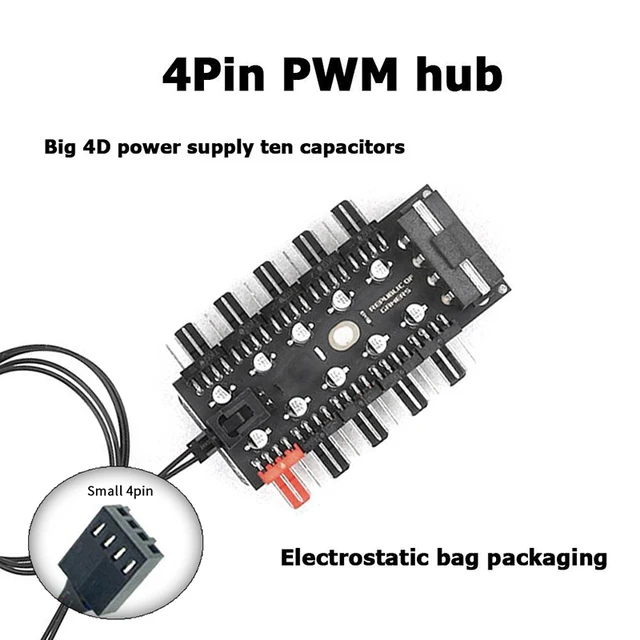 LDPCSJ PC Cooling Fan 10 in 1 HUB 12V 4 Pin PWM Splitter Extension ...