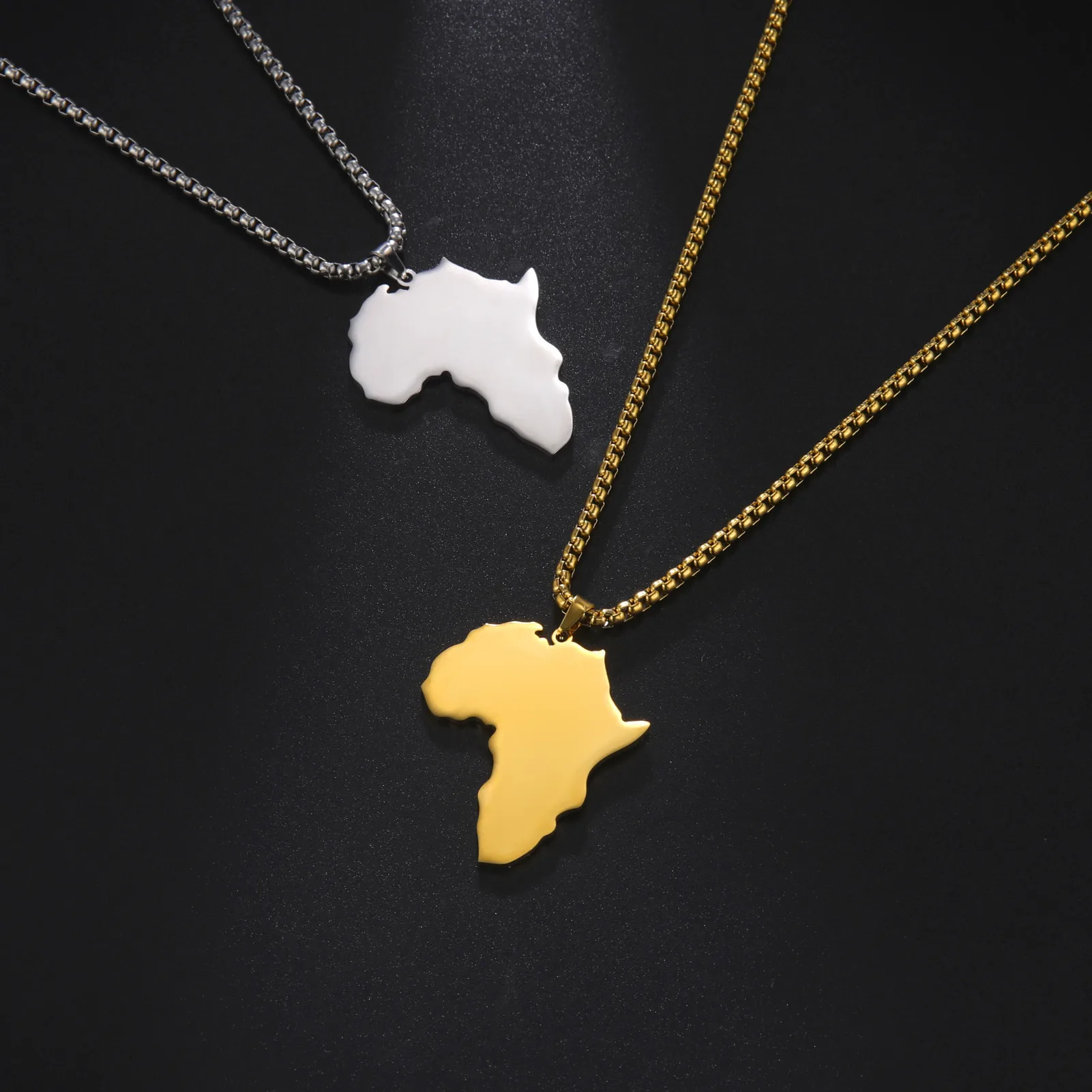 Collier-pendentif-carte-de-l-Afrique-en-acier-inoxydable-bijoux-m-moire ...