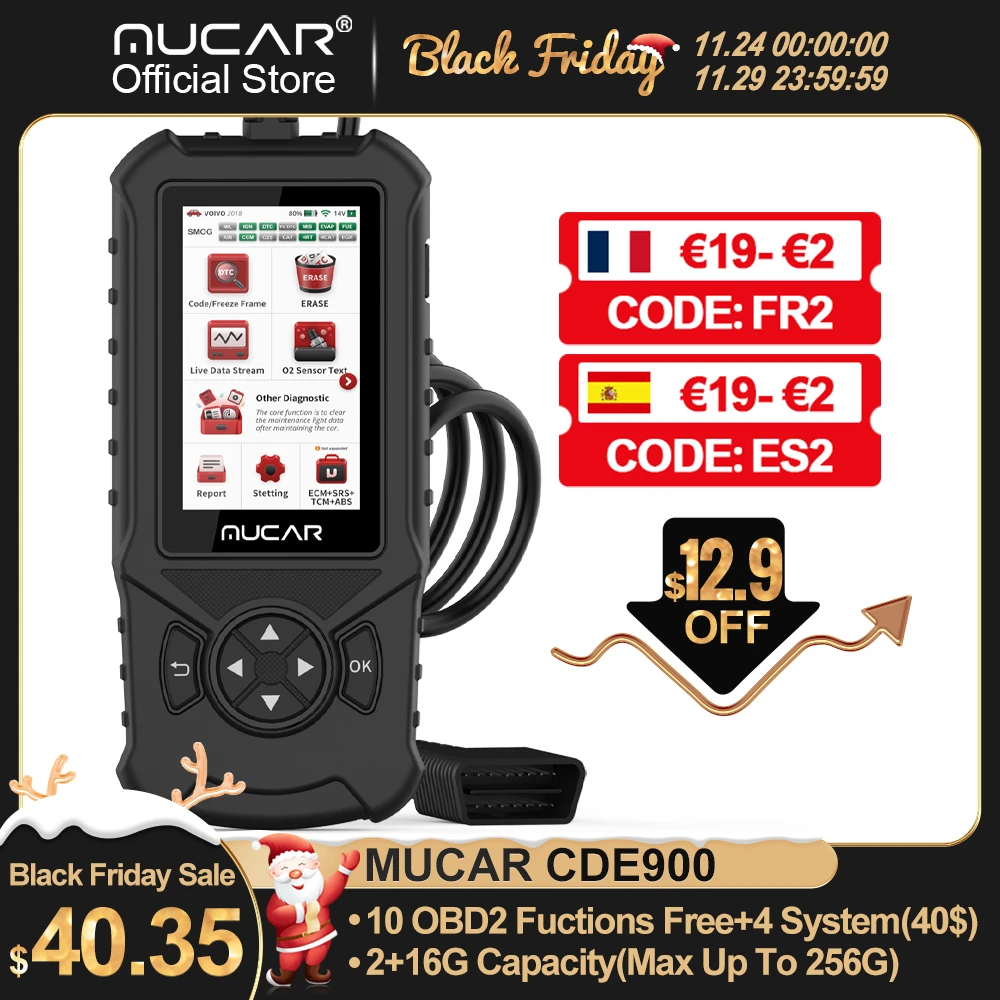 Mucar Cde900 Obd2 Diagnostic Tools 16g Rom Wifi 4 Systems At Engine ...
