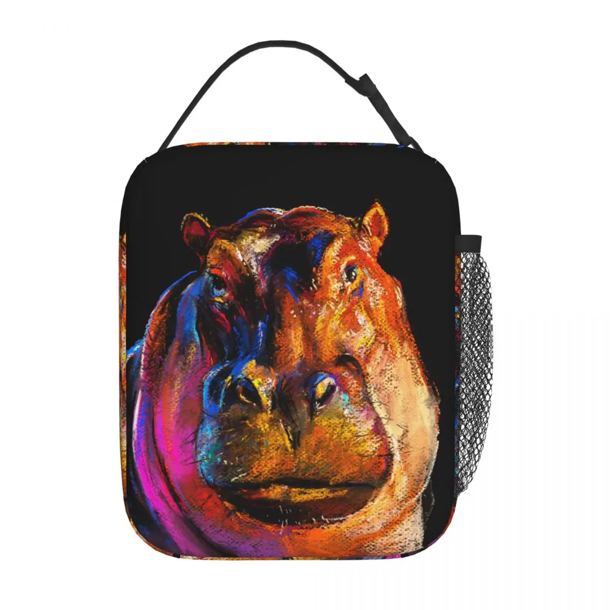 Pastel Painting Of A Hippo Modern Art Merch Insulated Lunch Tote Bag ...