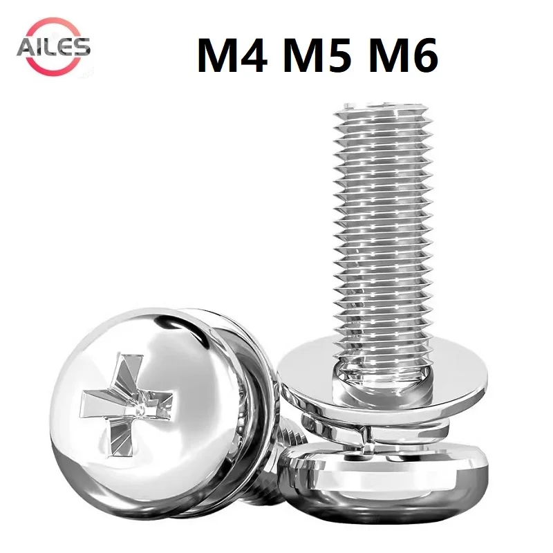 M4-M5-M6-304-Stainless-Steel-Phillips-Machine-Screw-Sets-Cross-Recessed ...