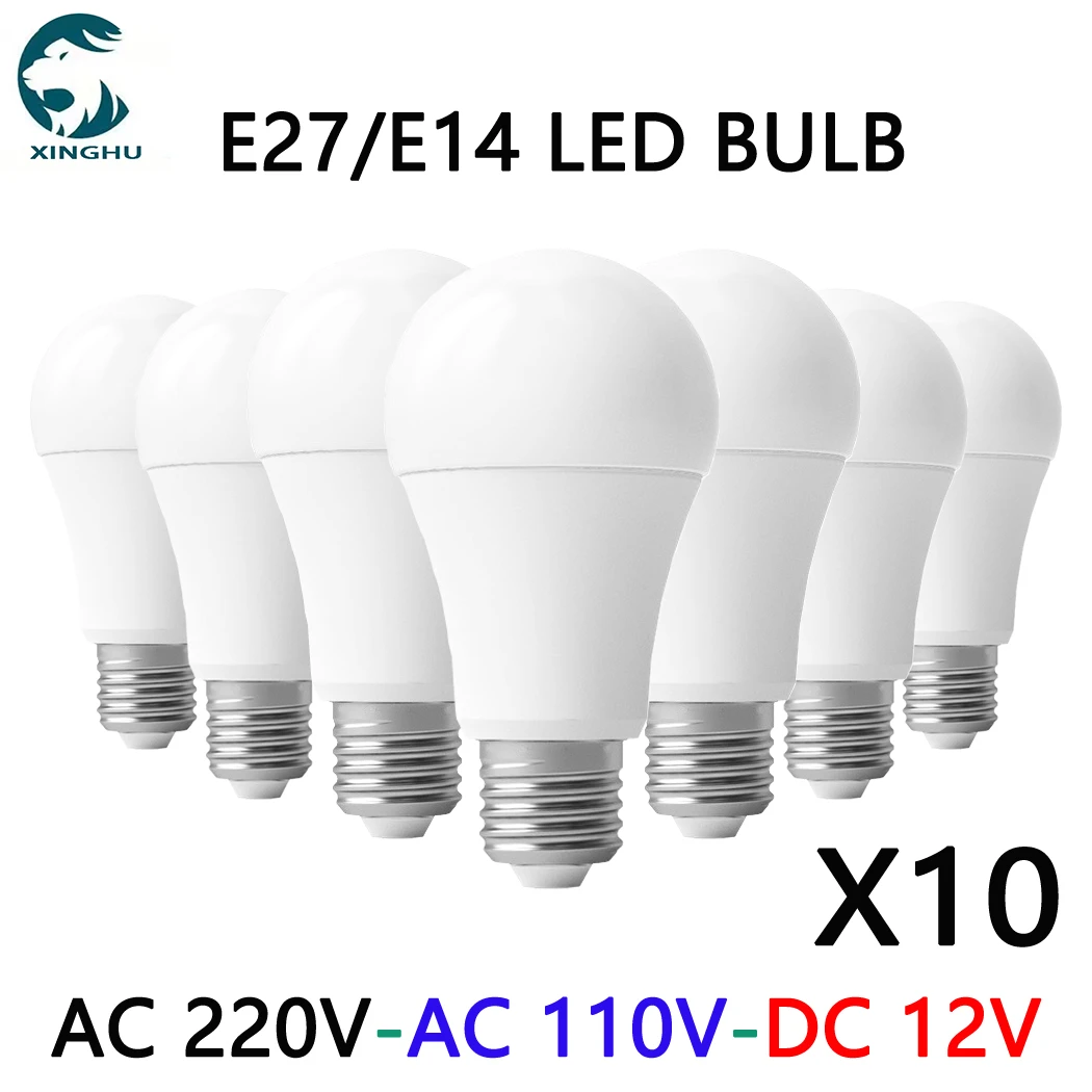 Bombilla LED E27 E14 AC220V, 110V, 120V, DC12V 85V, potencia de 20w, 18W, 15W, 12W, 9W, 5W, 3W ...