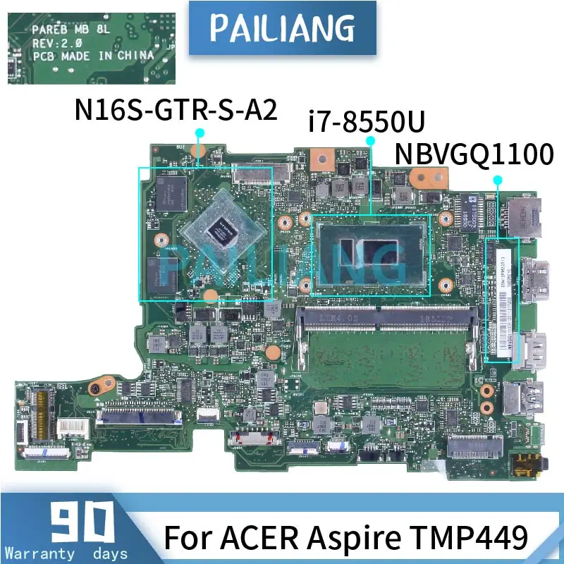 For-ACER-Aspire-TMP449-I7-8550U-4G-RAM-Laptop-Motherboard-PAREB ...