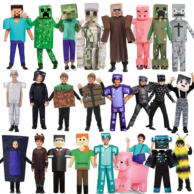 Boys Craft Villager Costume Game Character Set Diamond Armor Suit ...