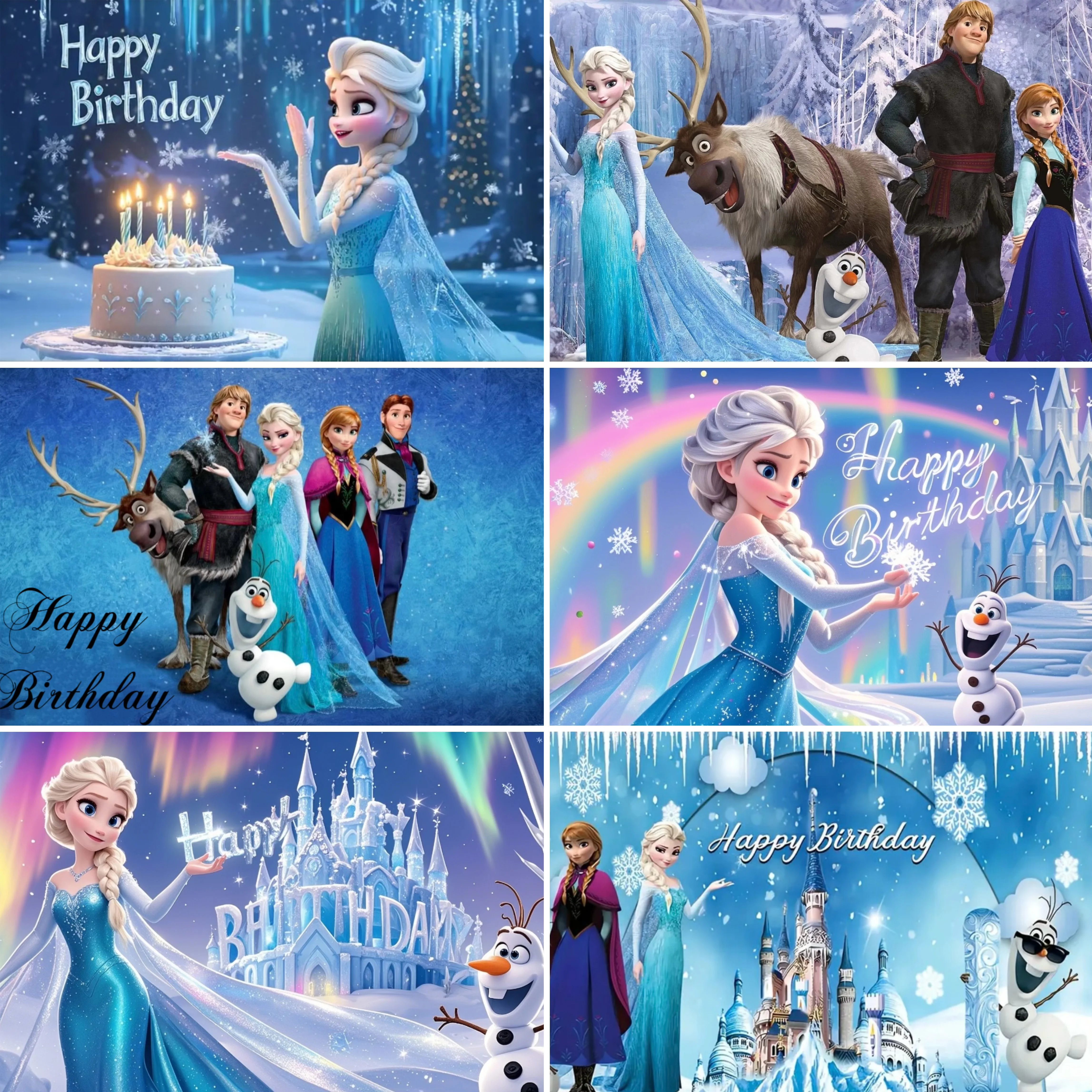 Disney Frozen Kids Birthday Party Banner Backdrop Princess Elsa Anna ...
