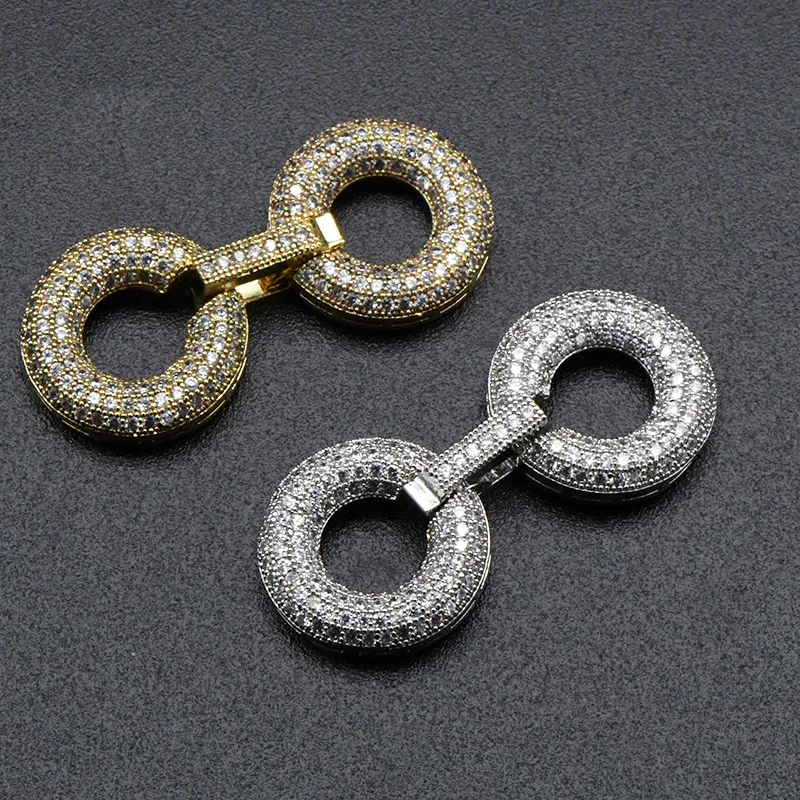 Jewelry Making Supplies High Quality Silver Gold Plated CZ Paved Big ...