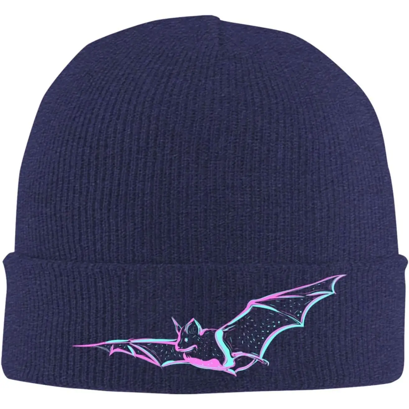 Pink and Blue Bats Beanie for Men Women Winter Soft Warm Knit Cuffed ...