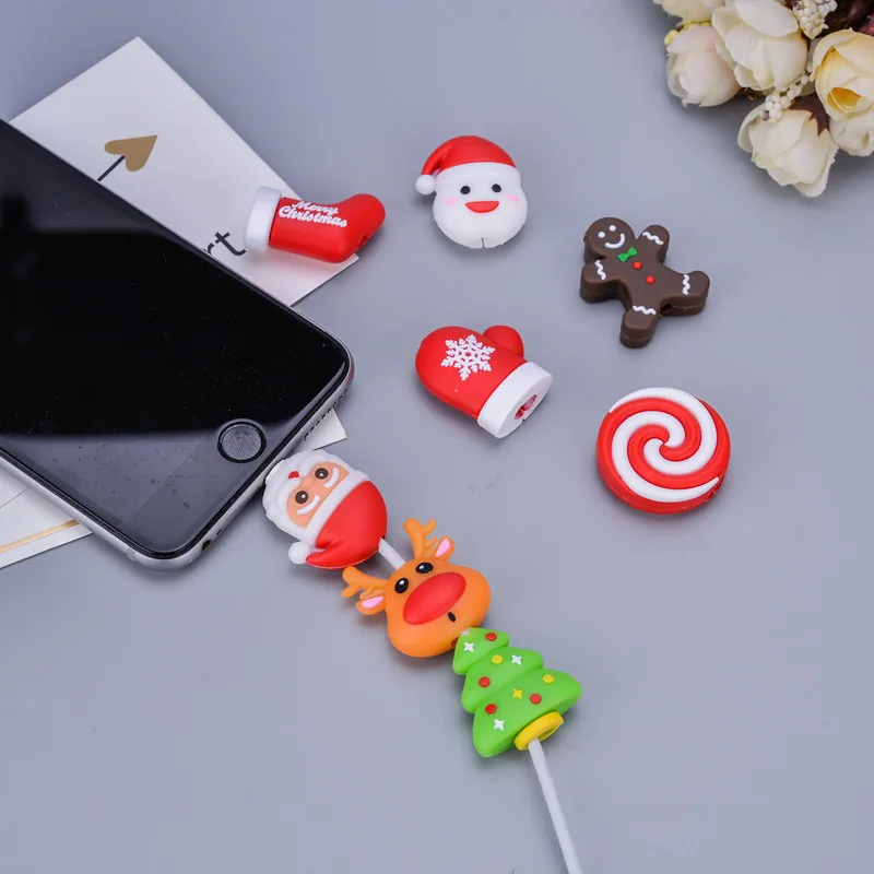 Natal-Papai-Noel-Cable-Protector-USB-Cable-Chompers-Holder-Carregador ...
