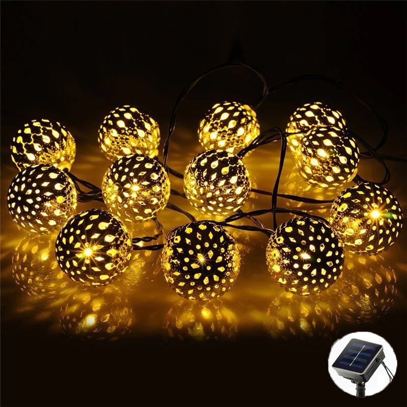 Solar Lighting 5m/7m/10m Moroccan Ball Led String Fairy Lights Outdoor ...