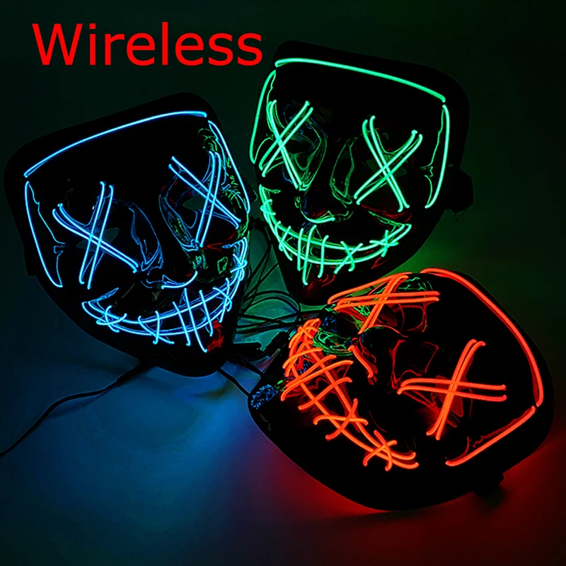 Wireless-Neon-LED-Mask-Halloween-Scary-Glowing-Mask-For-Masquerade ...