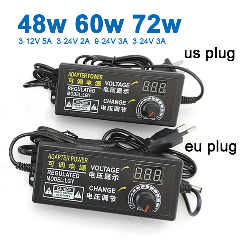 Universal AC/DC Adapter with Display Screen Adjustable Power Supply ...