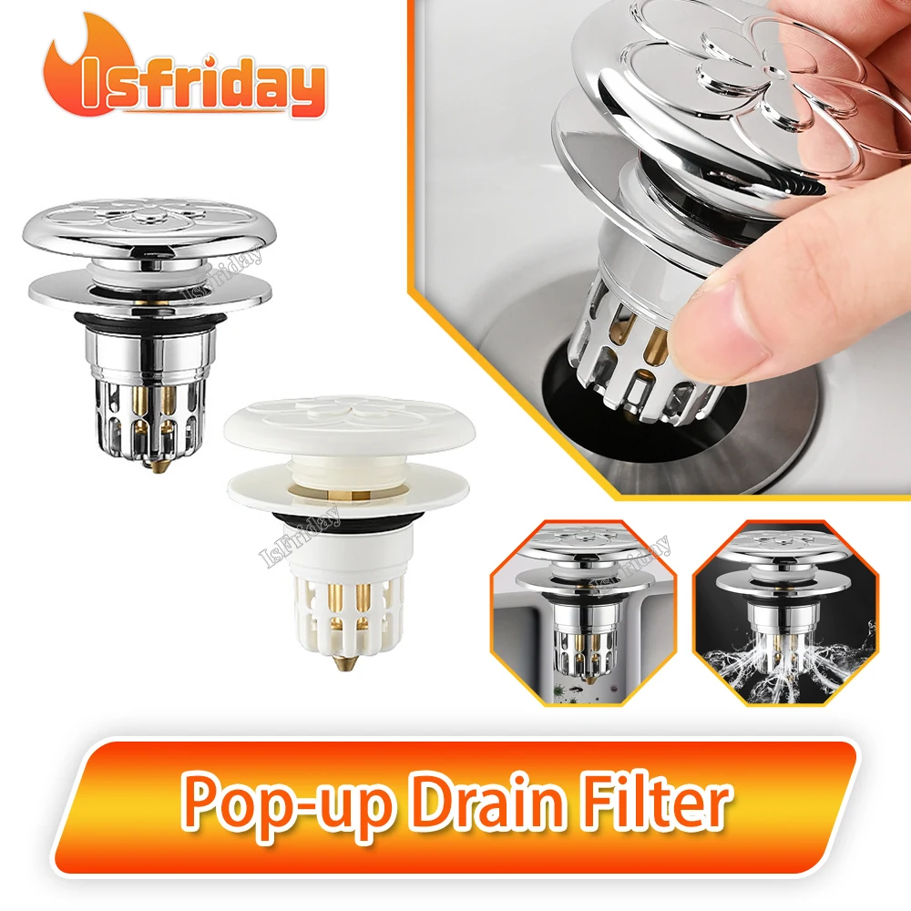 Press-Bounce-Basin-Pop-up-Drain-Filter-Bathroom-Shower-Sink-Filter-Plug ...