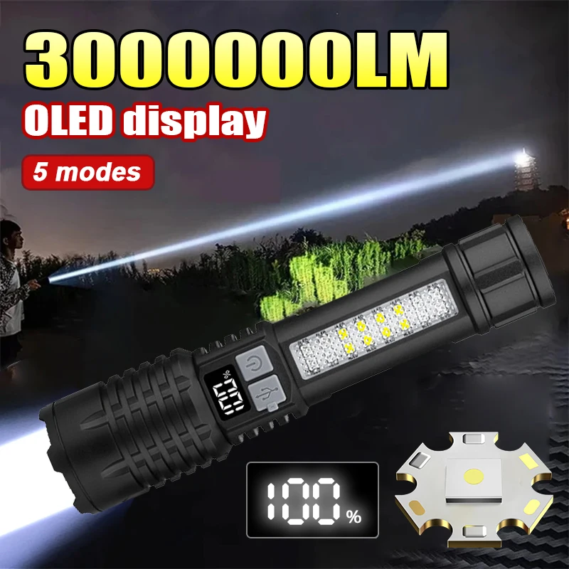 High-Power-LED-Flashlight-With-Built-in-Battery-USB-Rechargeable ...