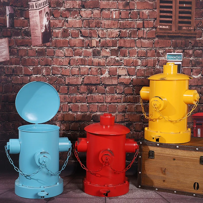 40X33X32cm-Retro-Fire-Hydrant-Trash-Can-Garbage-Bin-with-Foot-Pedal ...