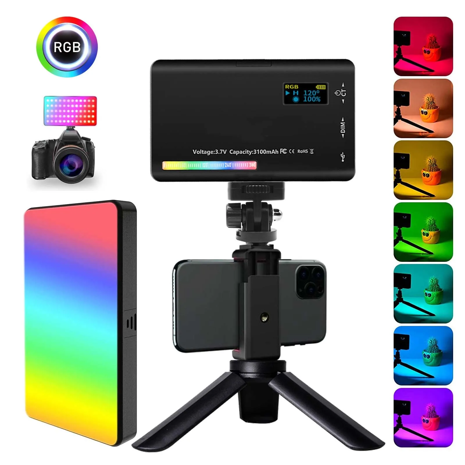 LED RGB Video Light Photography Fill Camera Lighting Panel CRI95+ 2500 ...