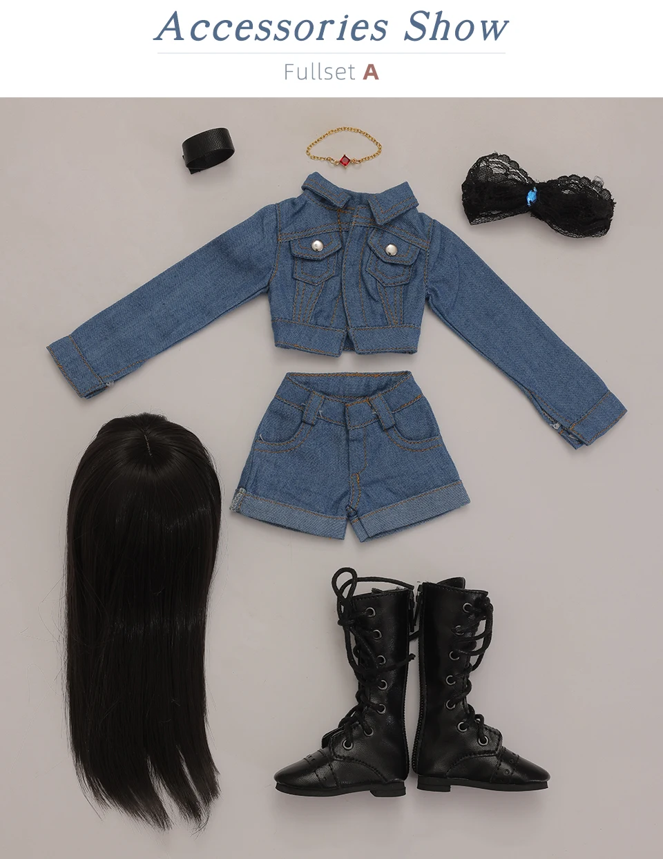 BJD Doll 1/4 Asha Tank Skin New Release Active Line Girl E Bust Girl Doll Denim Jacket Shorts ...