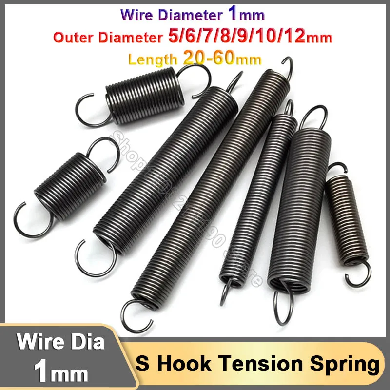 1mm-Open-S-Hook-Tension-Springs-Tensile-Spring-Steel-Coil-Extension ...