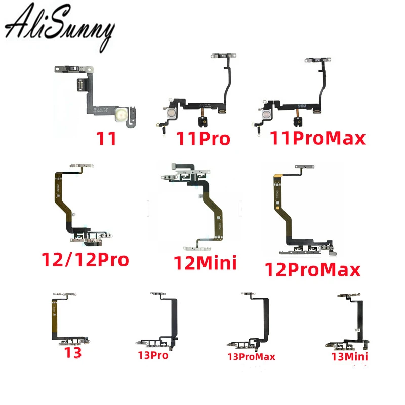 Original Power Volume Flex Cable For Iphone 11 12 Mini 13 Pro Max Side Button Metal Proximity ...