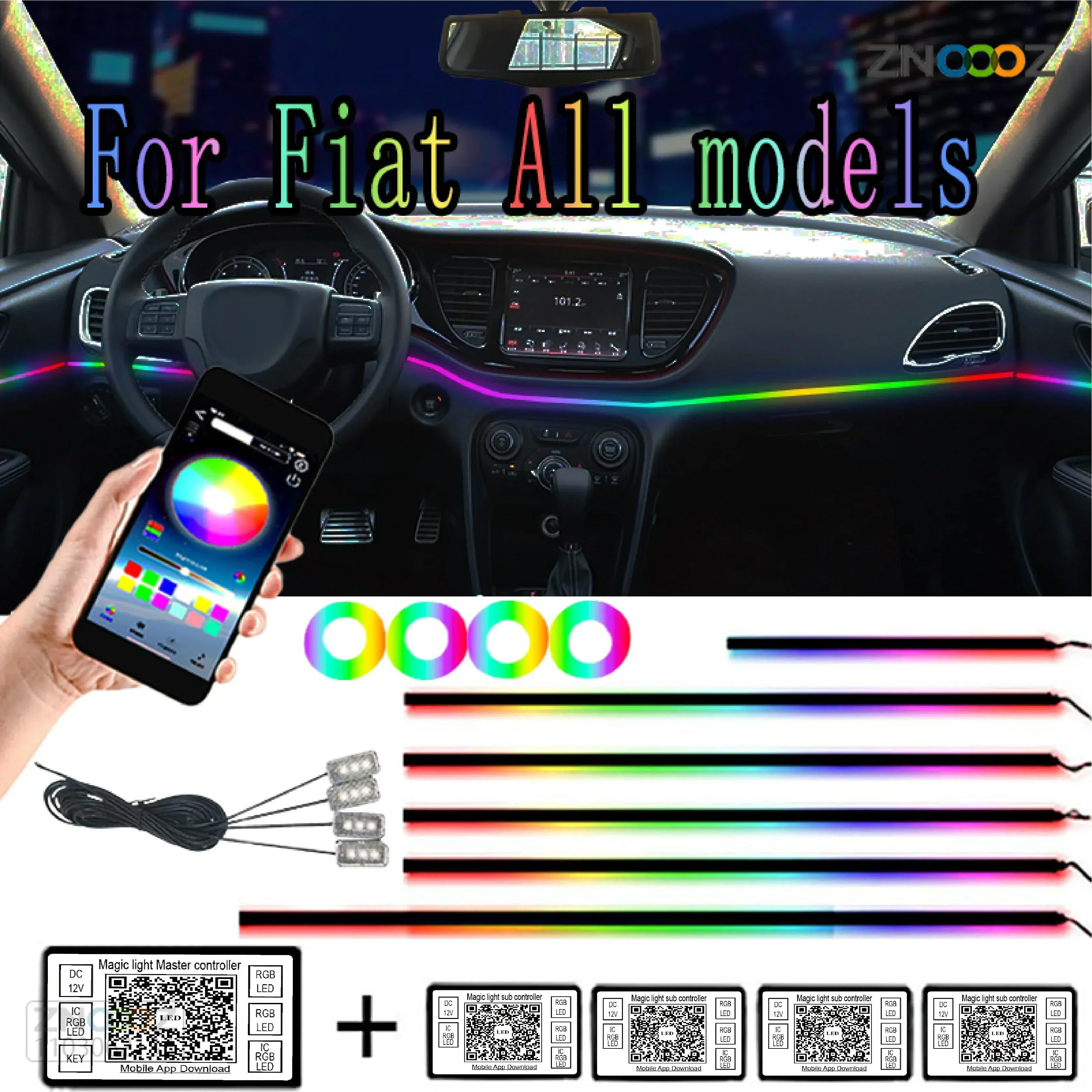 For-polo-For-Kia-Rio-For-Ibiza-For-Fiat-Punto-64-Color-RGB-Symphony-Car ...
