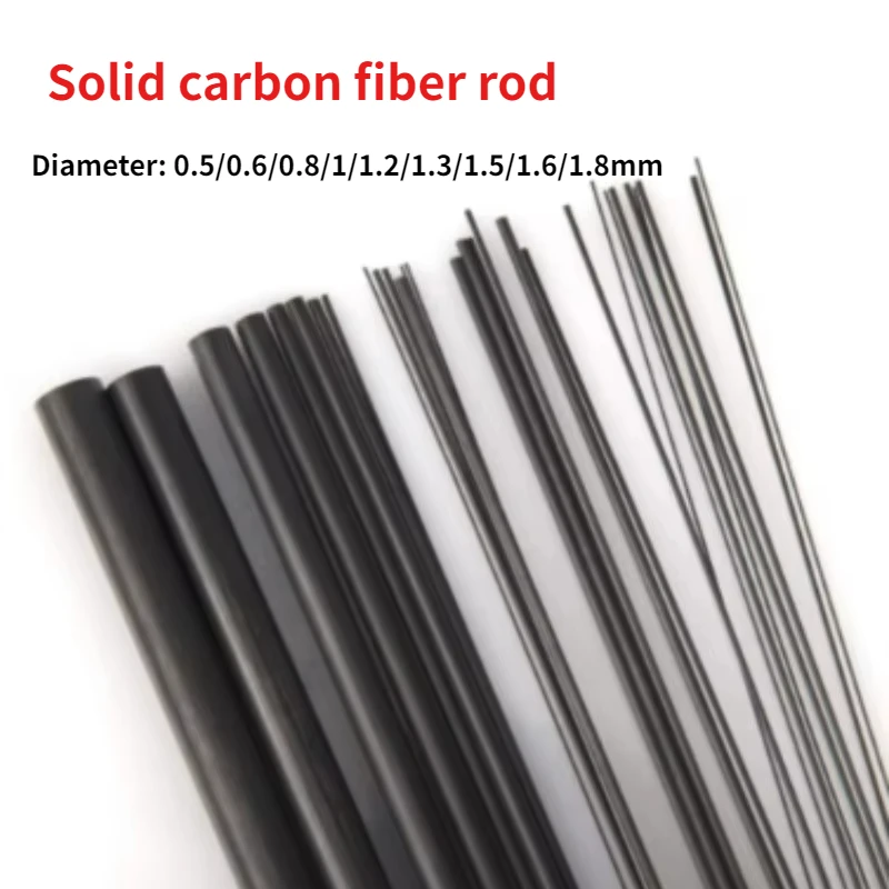 10pcs Length 500mm High Quality Carbon Fiber Solid Rods Diameter 0.5mm ...