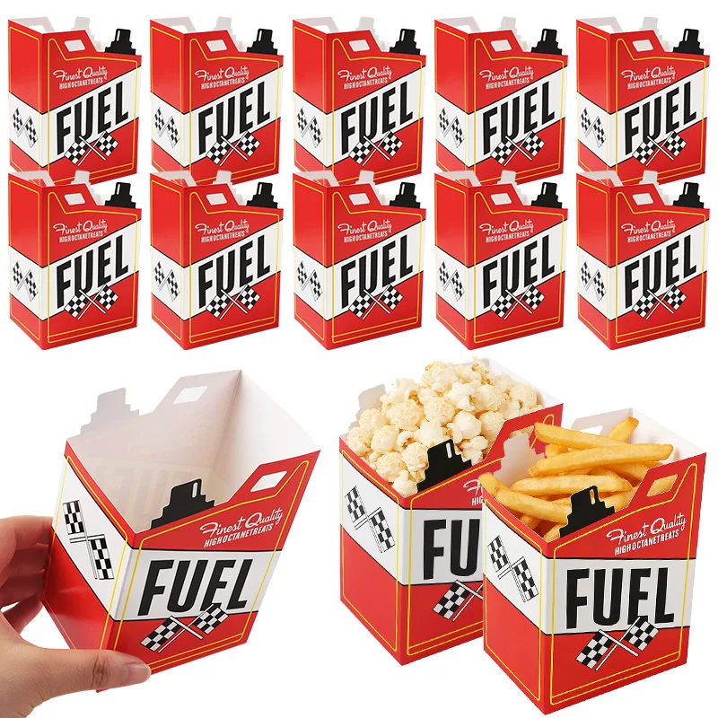 12Pcs Race Car Popcorn Treat Boxes Red Race Car Fuel Can Candy Cookie ...