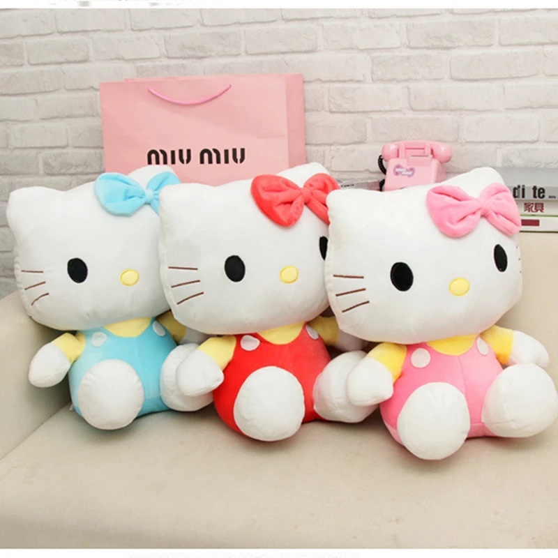 Hello Kitty peluş Sanrio Kawaii sevimli KT kedi oyuncakları bebekler ...