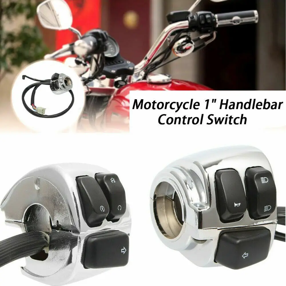 Motorcycle Chrome 1" Handlebar Turn Signal Control Switch For Harley ...