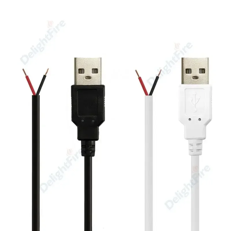 USB 2.0 Male Plug 2pin Bare Wire USB Power Cable DIY Pigtail Cable For ...