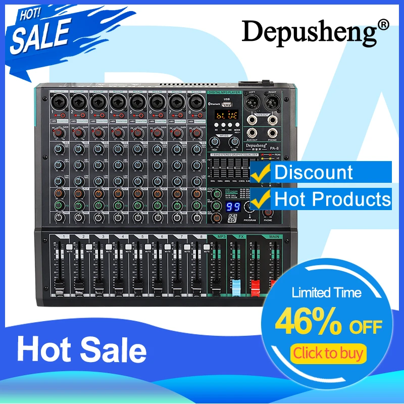 Professional Portable Audio System Mixer | 8 Channel Professional Audio ...