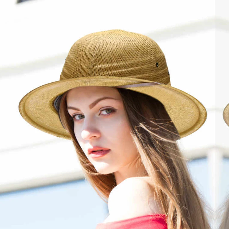 100% Straw Helmet Pith Sun Hat Summer Vietnam War Army Hat Dad Boater ...