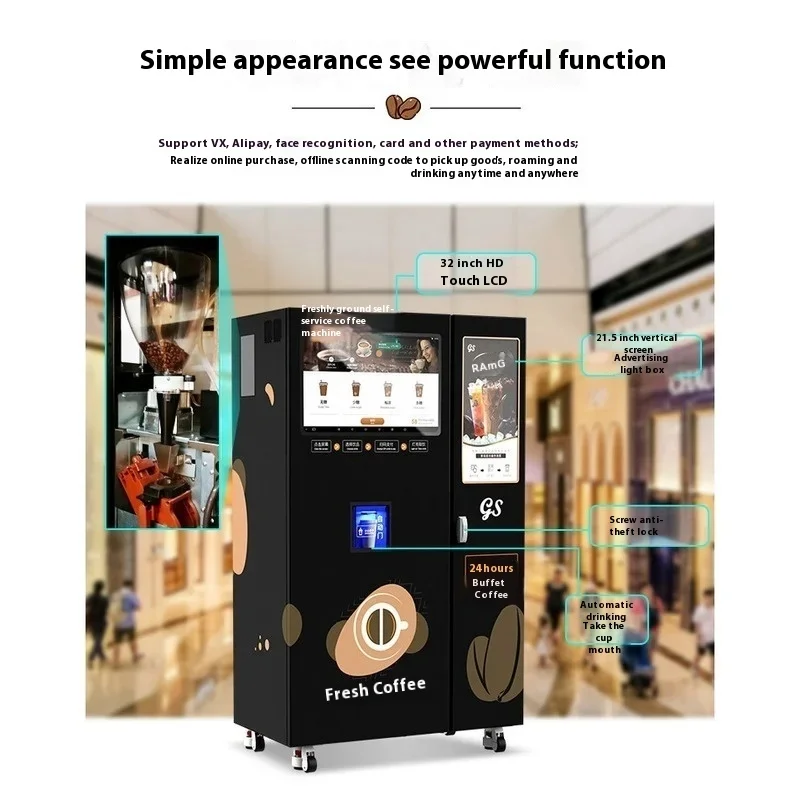 Intelligent Iced Coffee Machine Unmanned Self-service Fresh Ground Iced ...