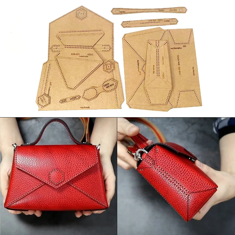 Sewing-Pattern-DIY-Messenger-Bag-Kraft-Paper-Leather-Handbag-Sewing ...