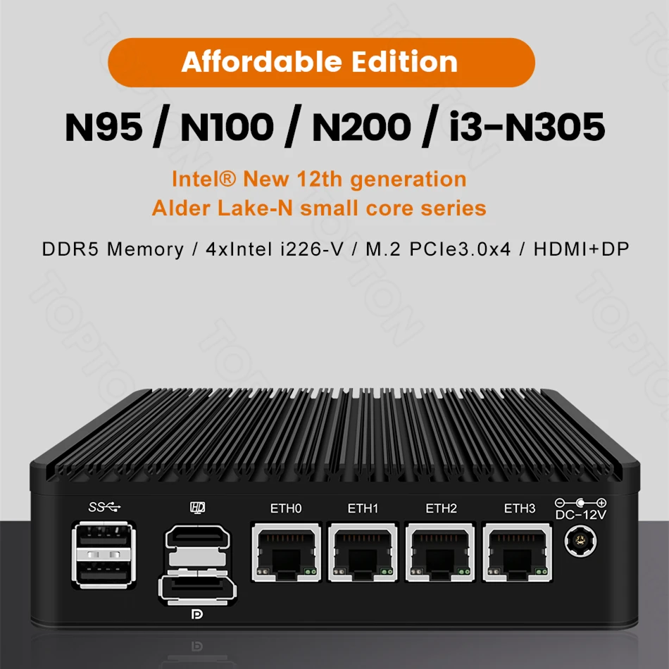 Topton Firewall Router X2C Affordable Edition 12th Gen Intel i3 N305 N100 DDR5 2*PCIE 4xi226-V 2 ...