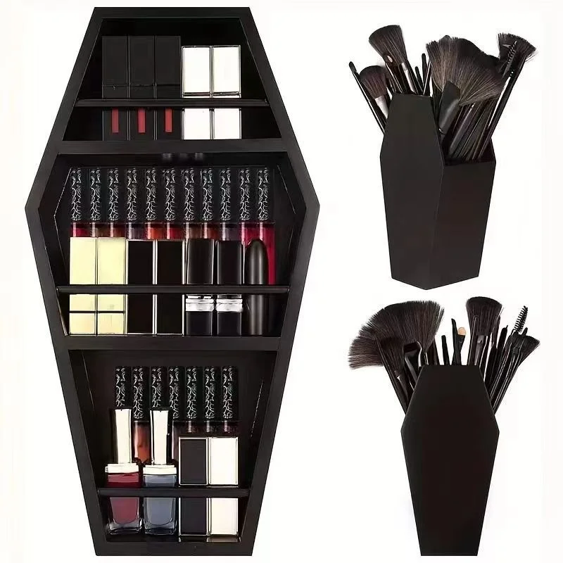 Wooden-Coffin-Vase-Display-Stand-Crystal-Stone-Essential-Oil-Wall ...