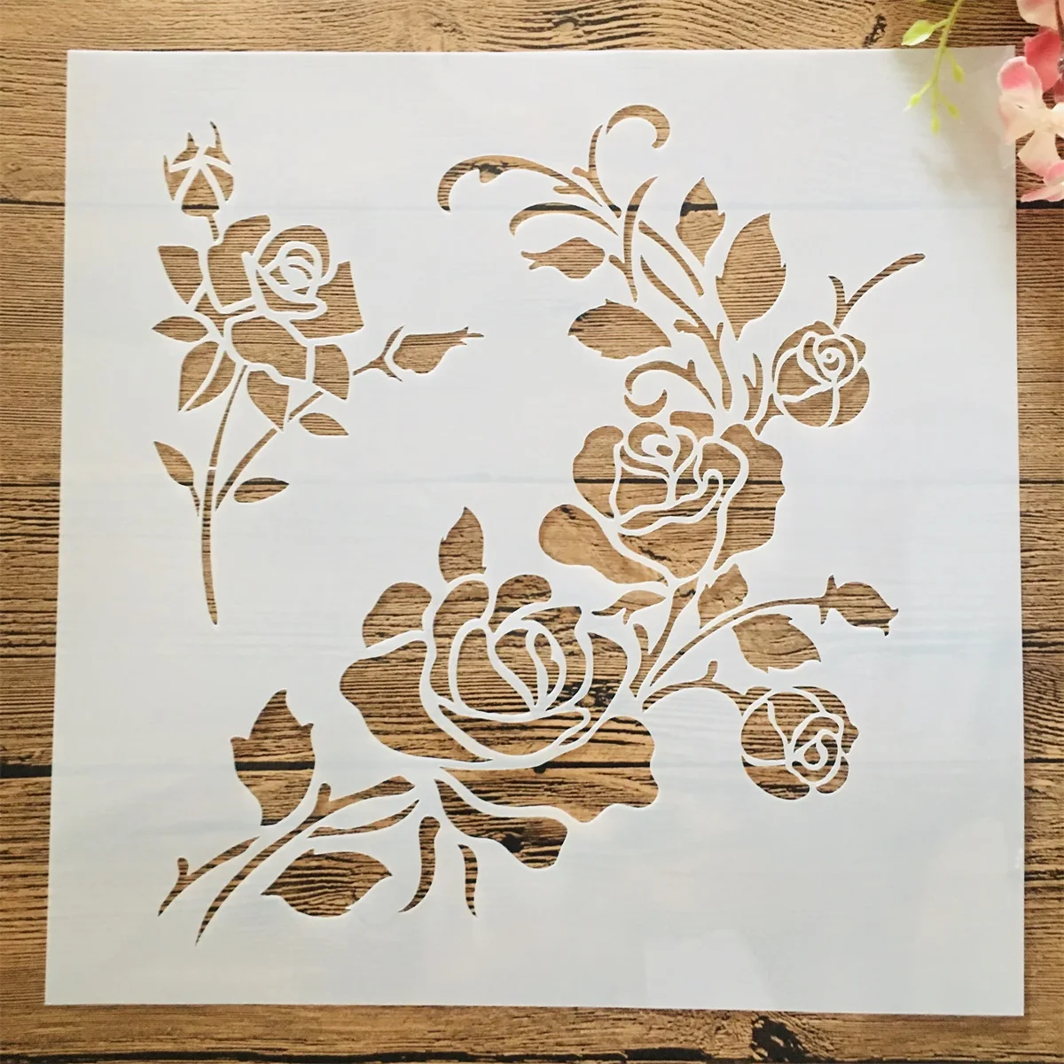 Plantillas de capas DIY de flores rosas, pintura de pared, álbum de ...