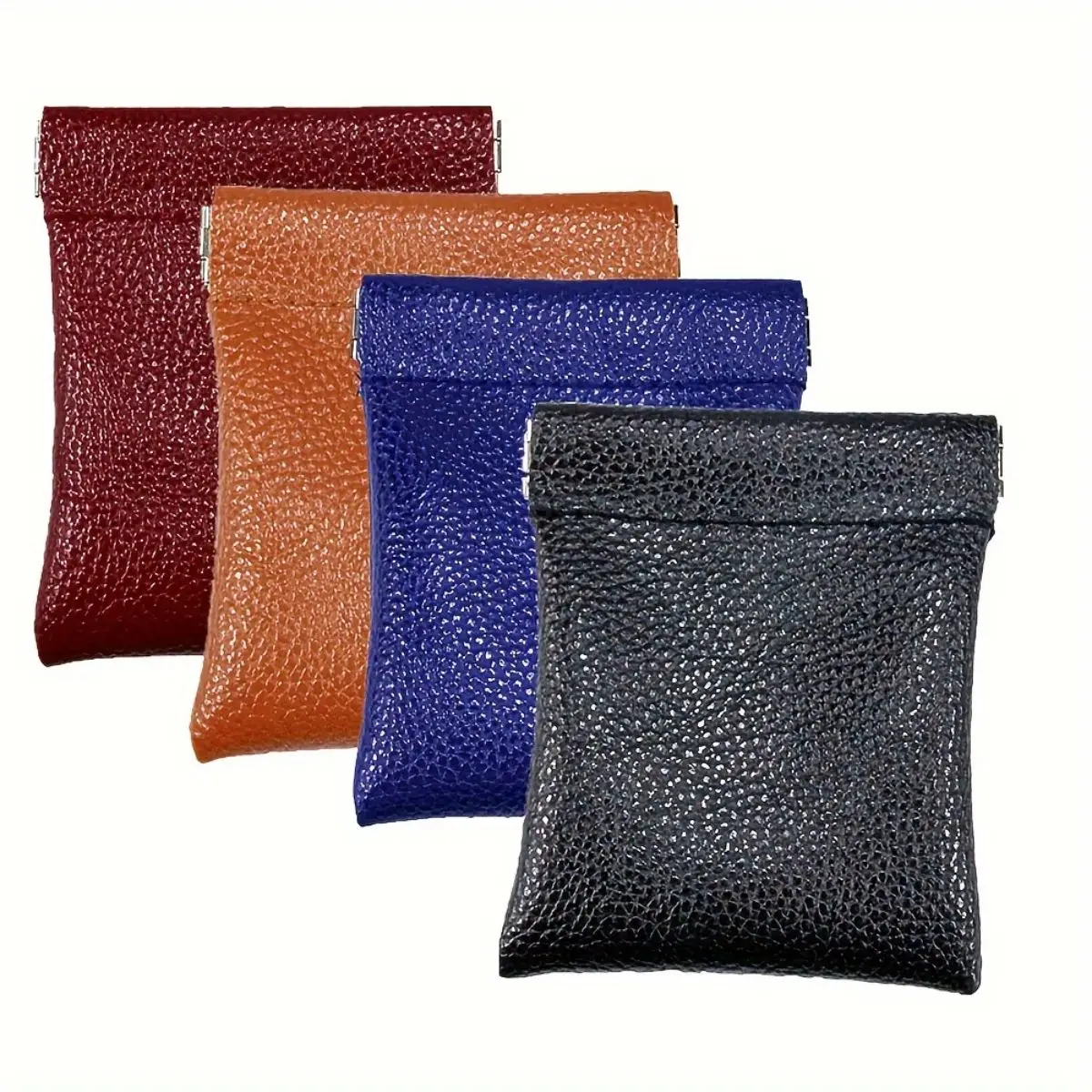 PU Leather Mini Squeeze Coin Purse Small Keychain Wallet Earbud Case ...