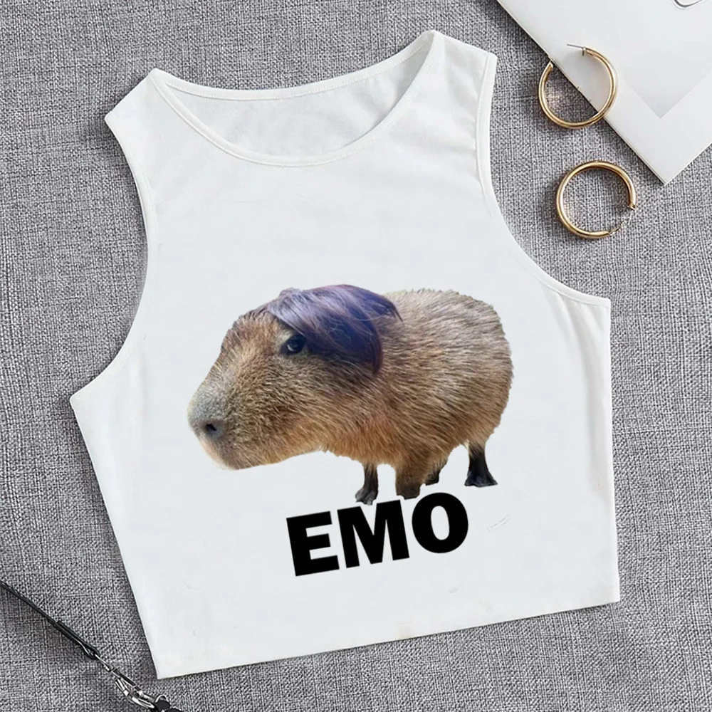 emo capybara tank top streetwear 2000s 90s crop top girl cyber y2k ...
