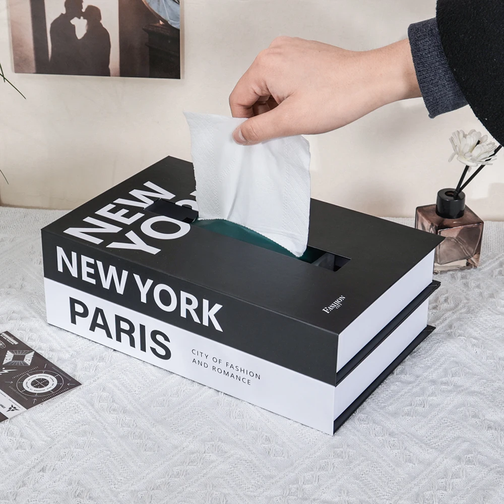 Luxury Book Style Tissue Box Napkin Holder Case Paper Box Container ...