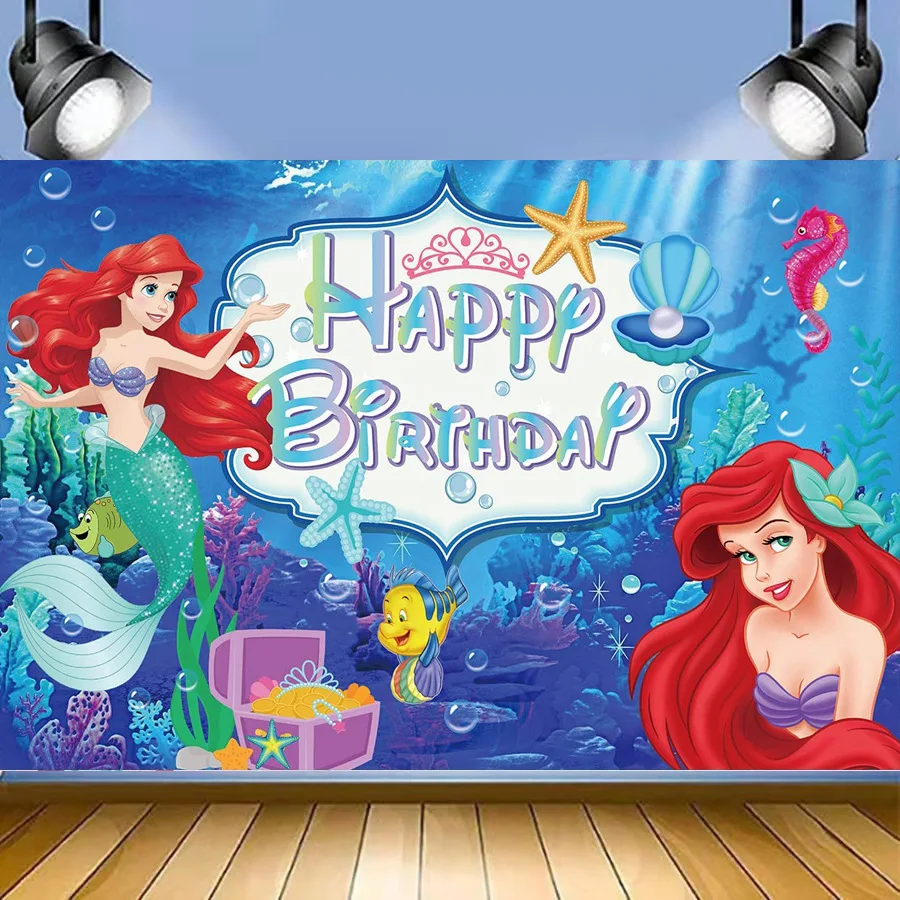 Disney-Little-Mermaid-Ariel-Princess-Backdrop-Girls-Birthday-Party ...