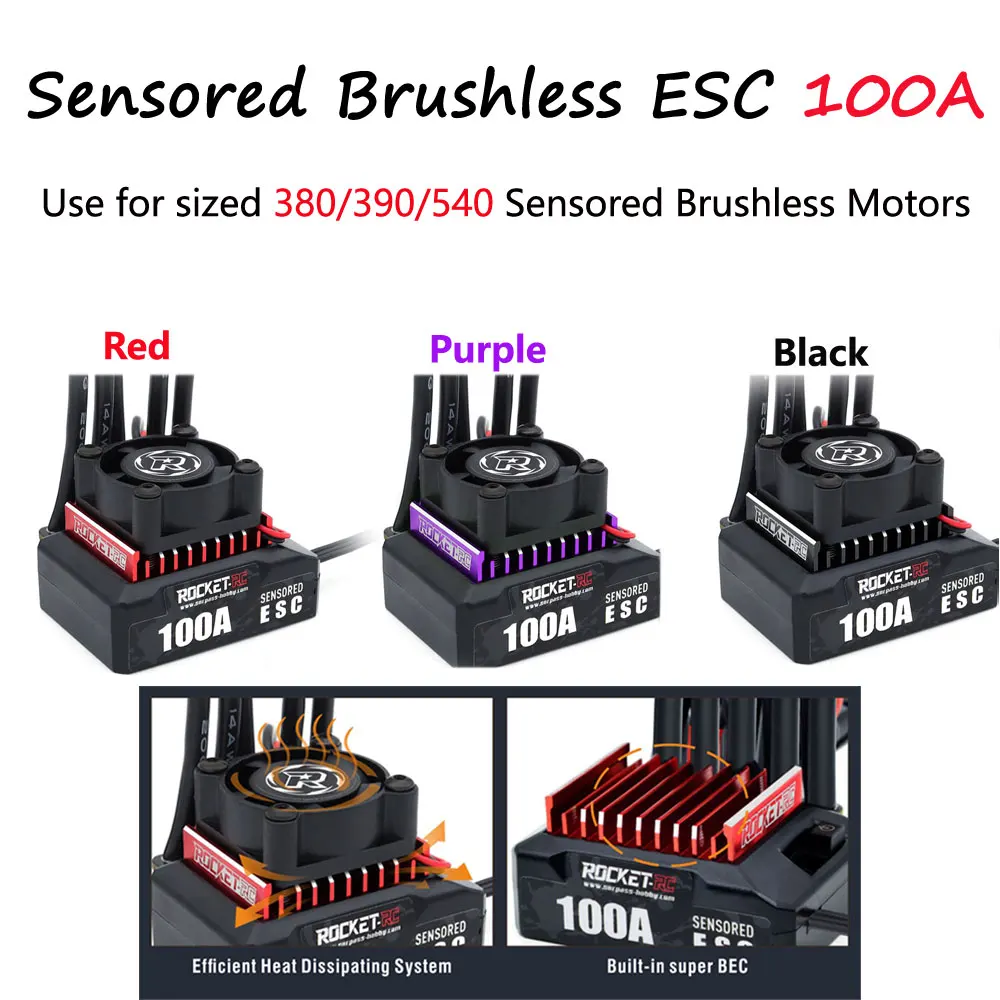 Rocket-RC-Sensored-Brushless-ESC-100A-2-3S-Electric-Speed-Controller ...