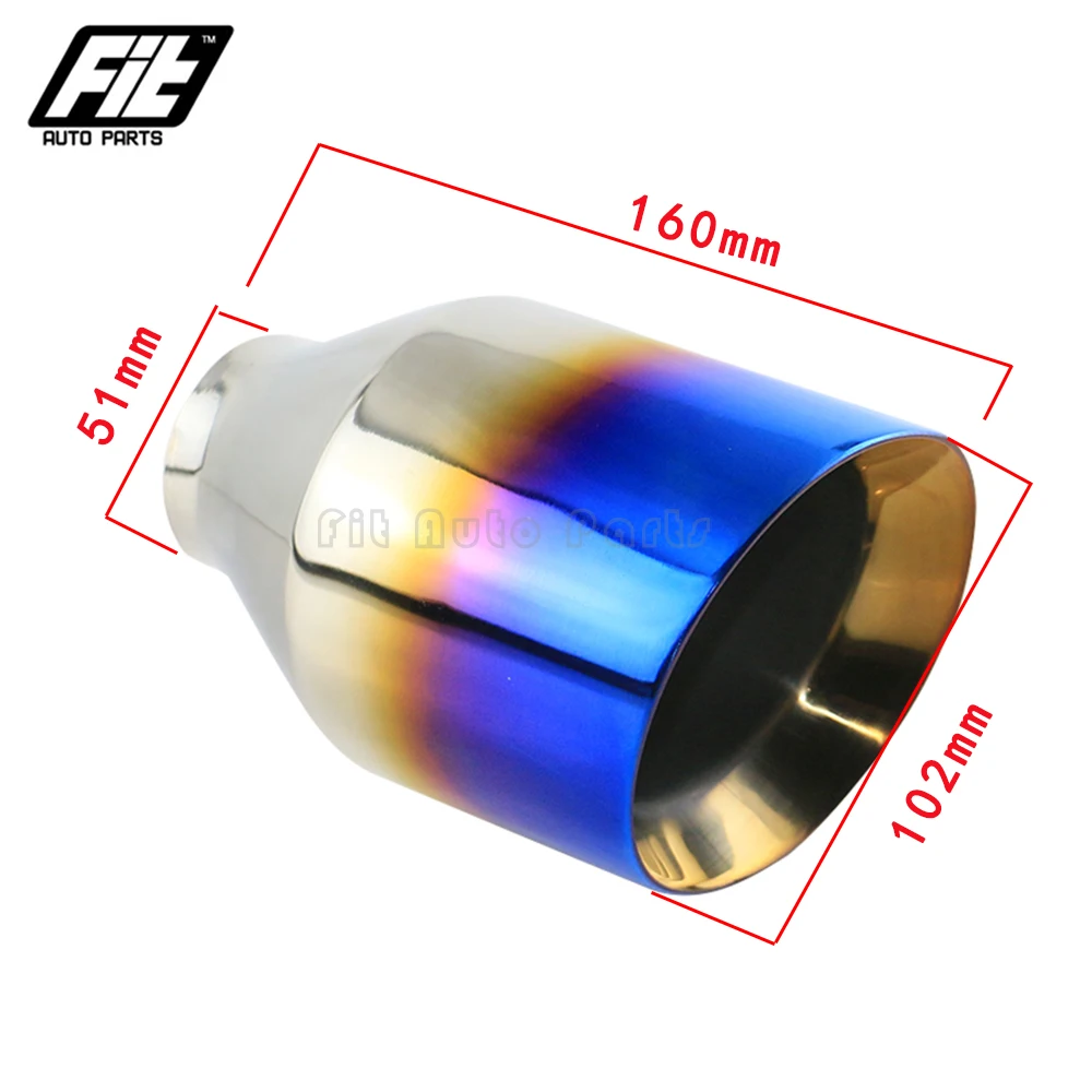 1 Pcs Car Exhaust End Tip 51mm 60mm Inlet 102mm Outlet Universal ...