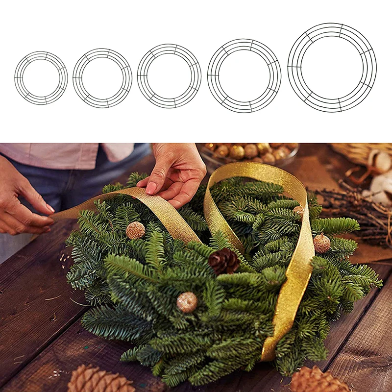 Round-Metal-Wire-Frame-Christmas-Garland-Wreath-Making-Craft-DIY-8-10 ...