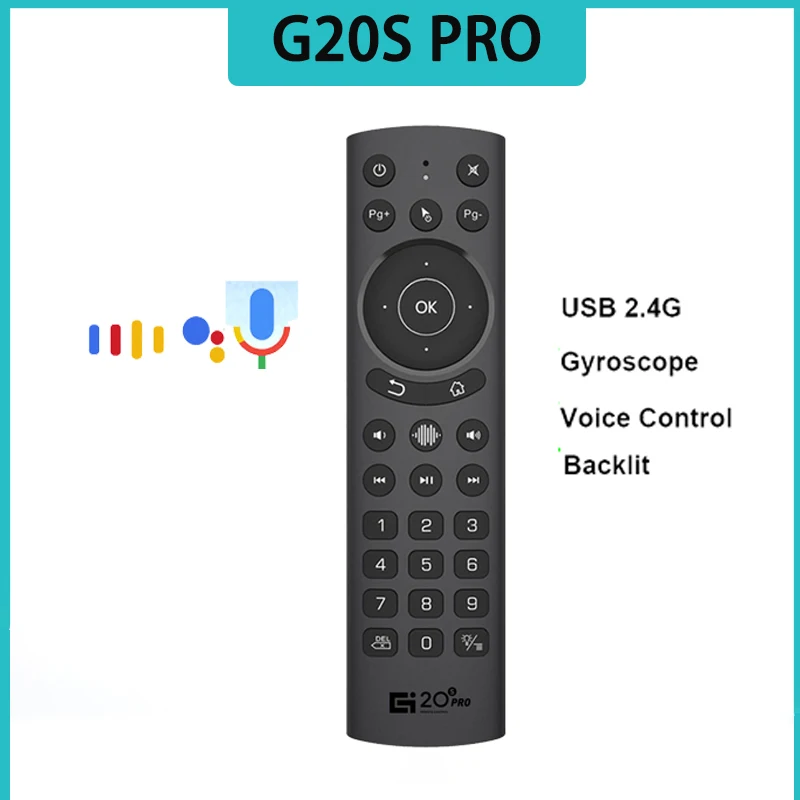 G20S PRO Smart Voice Remote Control USB 2.4G Wireless Backlit Air Mouse Gyroscope IR Learning ...